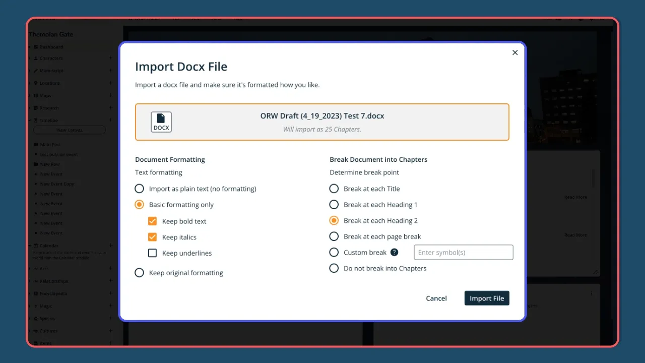 How to Import Your Story into Campfire's Manuscript Module