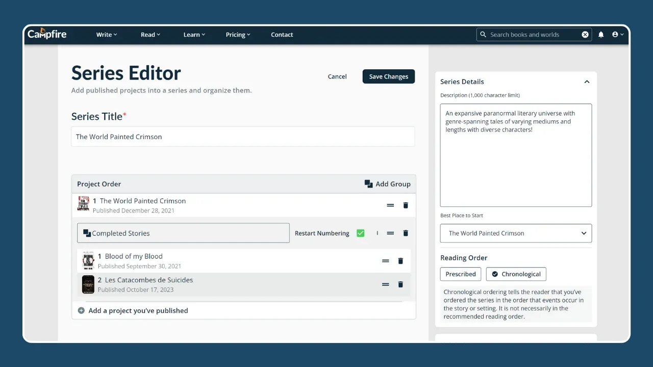 November 2023: New Publishing Controls & Series Pages