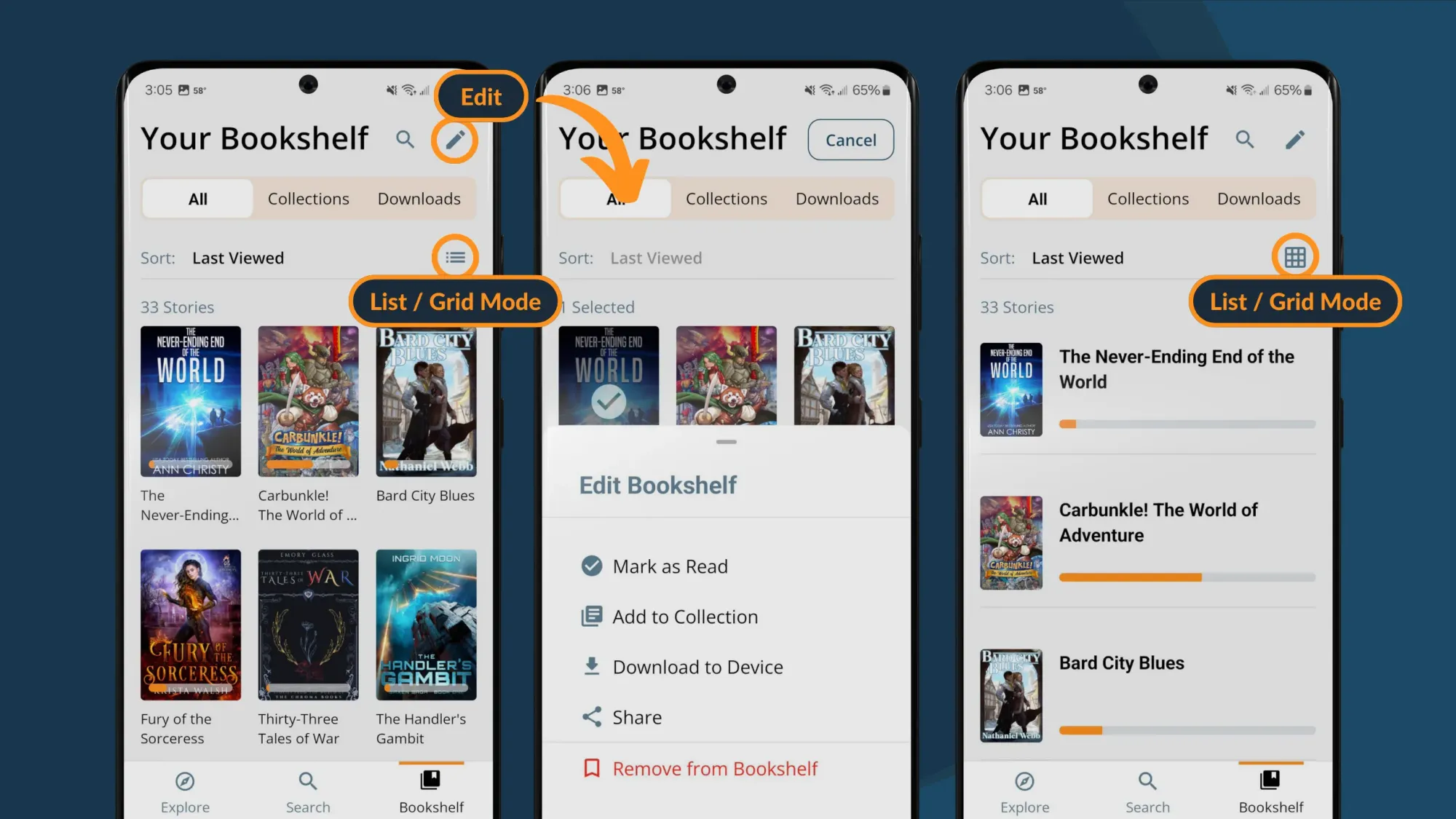 Bookshelves & Downloading Stories on the Campfire App